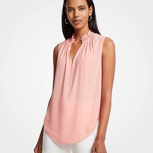 Ann Taylor | Tops | Ann Taylor Smocked Ruffle Shell | Poshmark